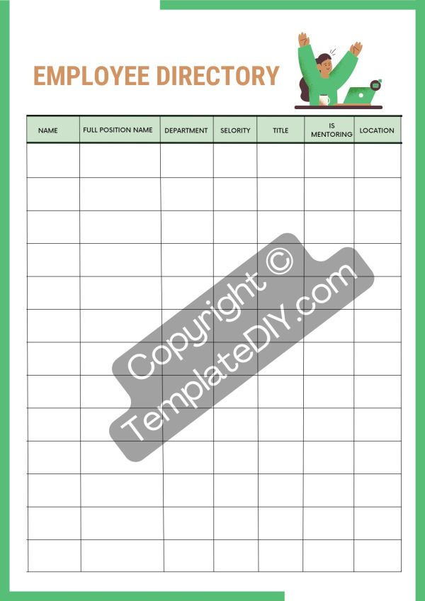 Employee Directory Template Printable PDF, Word, Excel