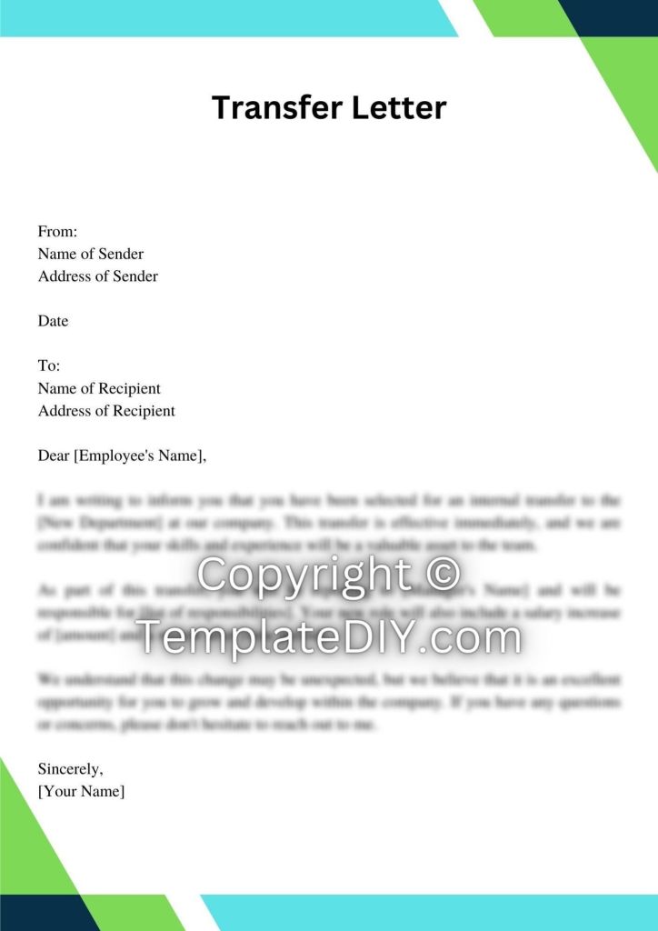 Employee Internal Transfer Letter Sample with Examples