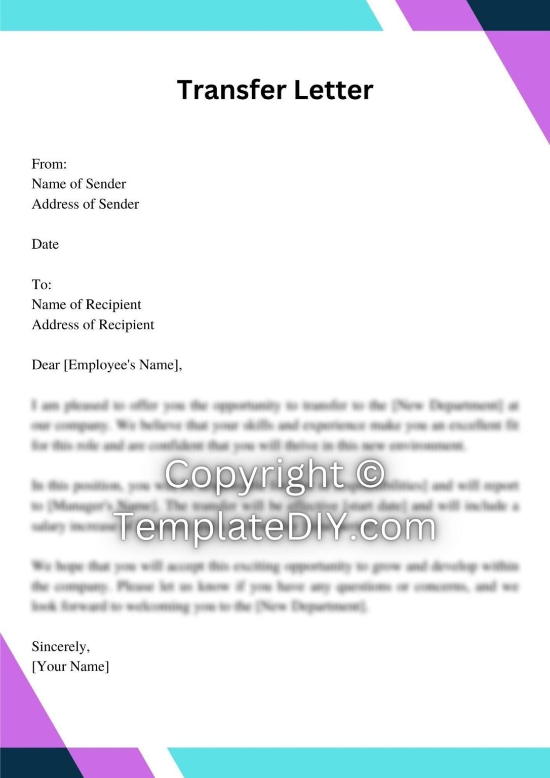 Employee Internal Transfer Letter Sample with Examples