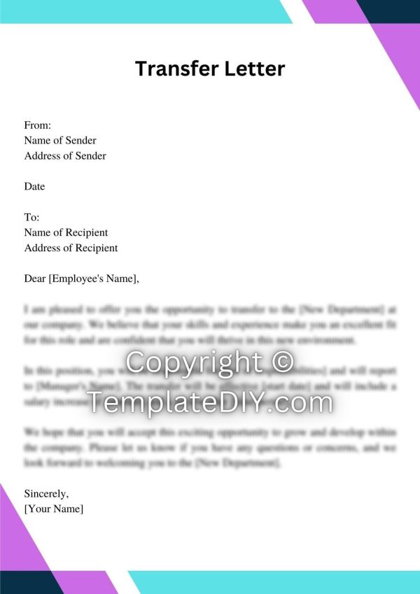 Employee Internal Transfer Letter Sample with Examples