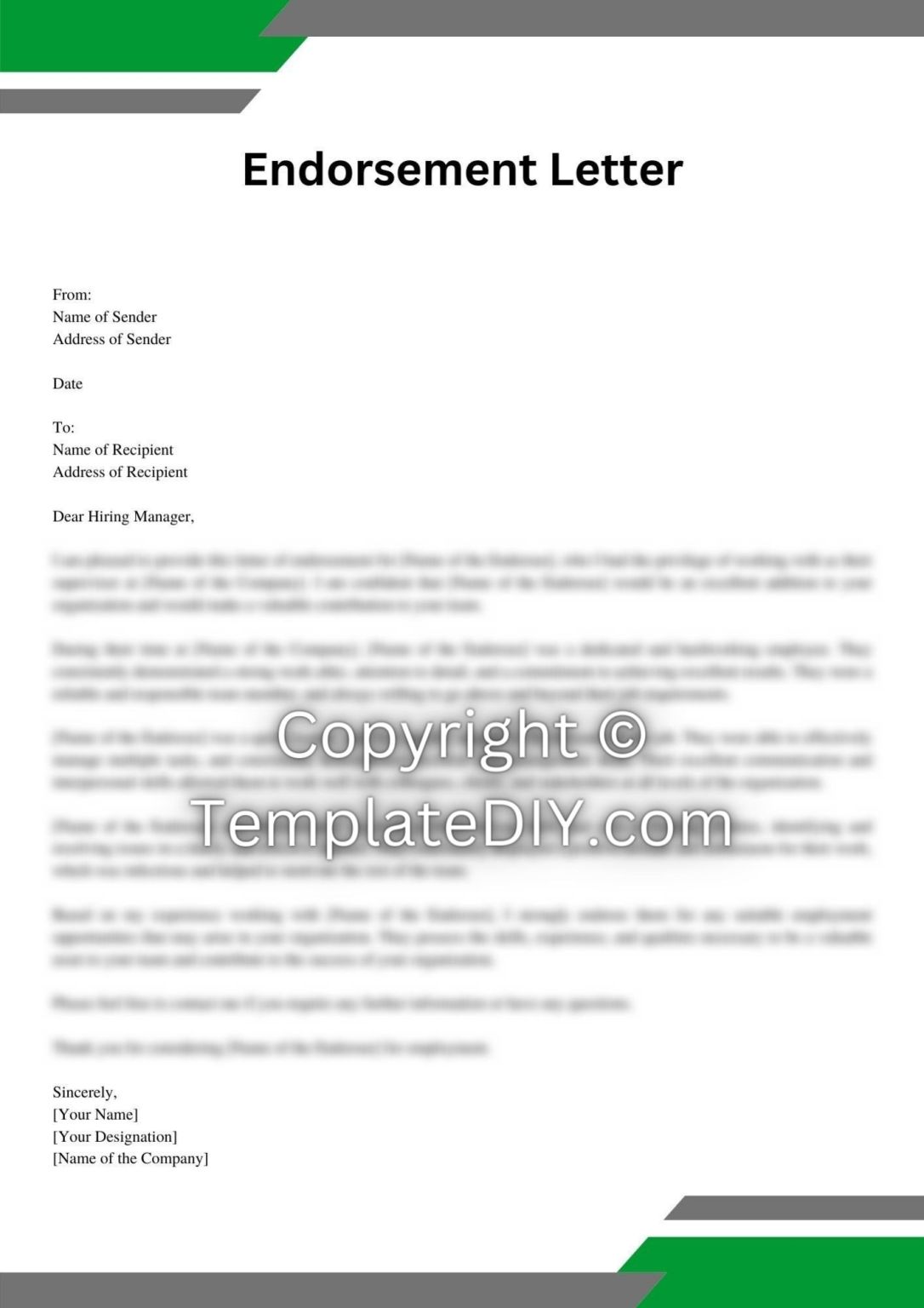 Employment Endorsement Letter Sample with Examples [Word]