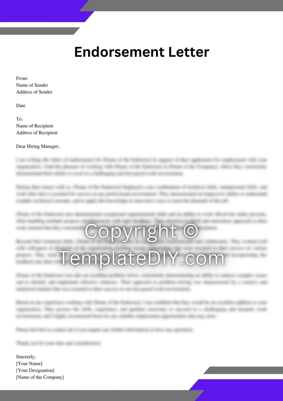Employment Endorsement Letter Sample with Examples [Word]