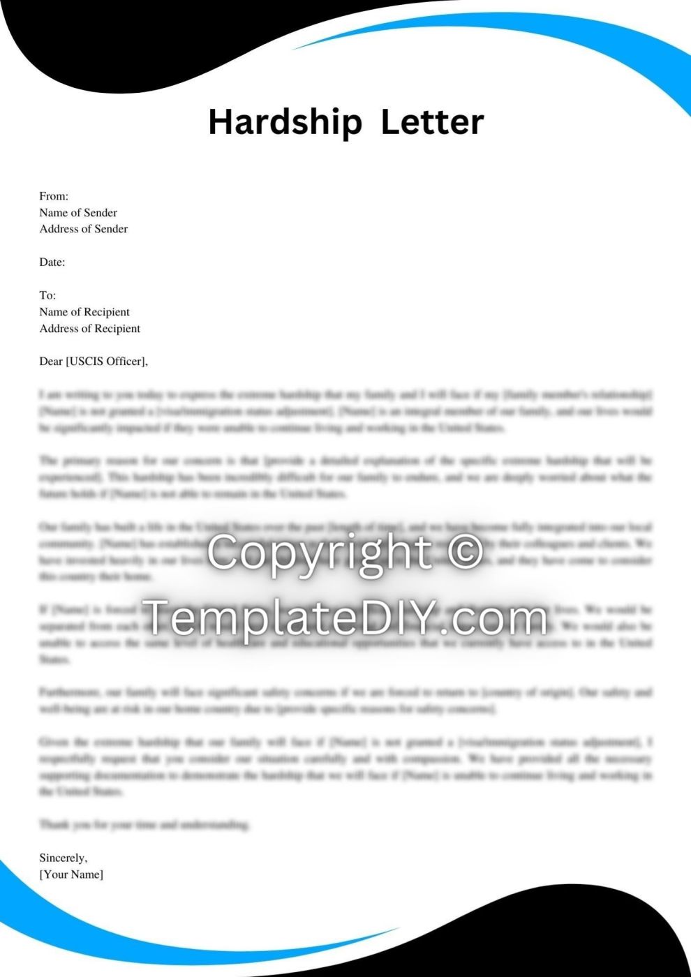 Customizable Extreme Hardship Letter Template Online