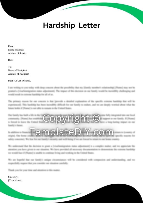 Customizable Extreme Hardship Letter Template Online