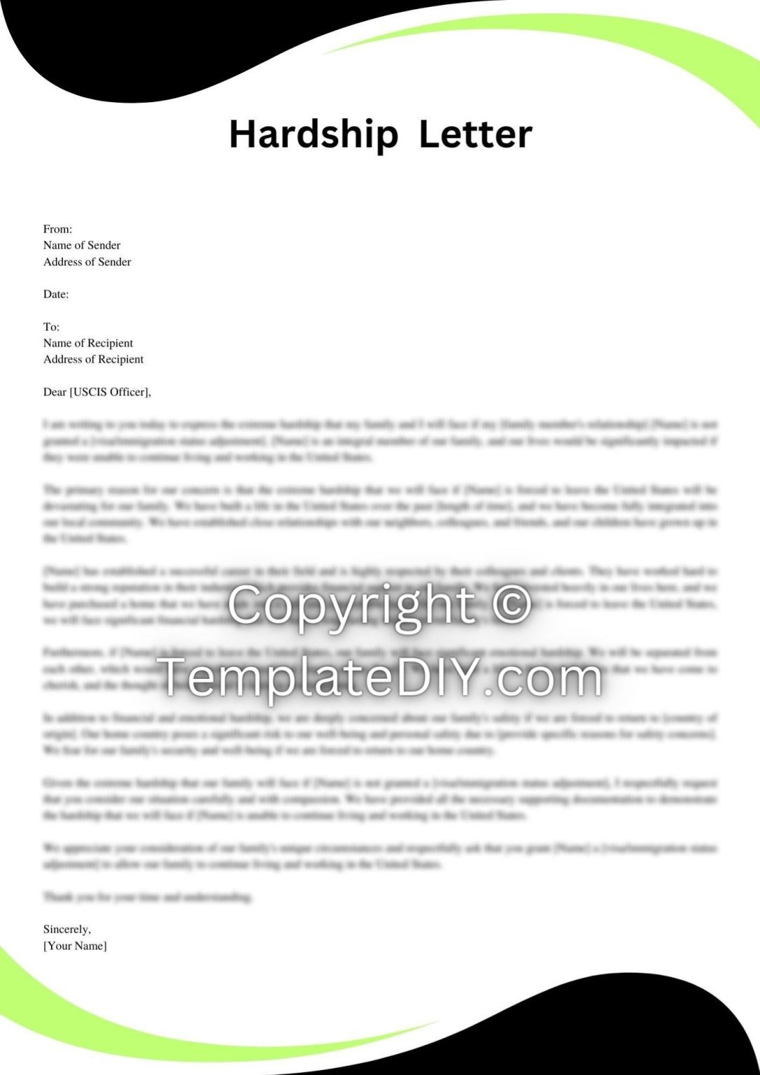 Customizable Extreme Hardship Letter Template Online