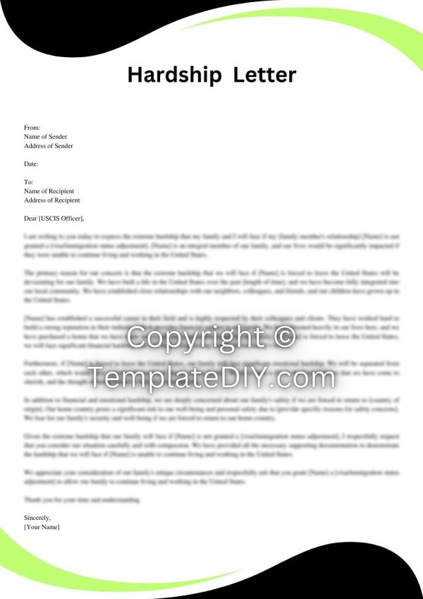 Customizable Extreme Hardship Letter Template Online
