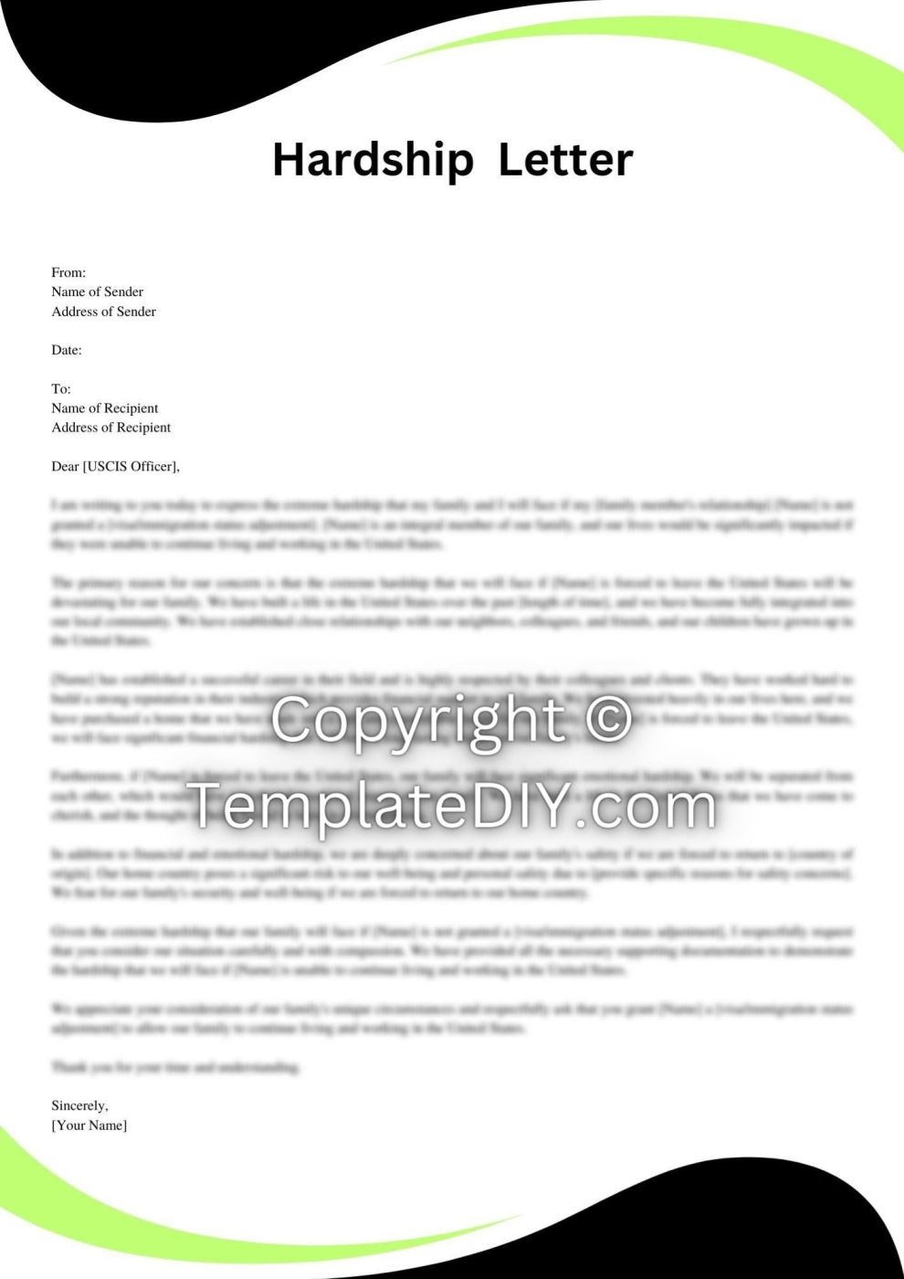 Customizable Extreme Hardship Letter Template Online