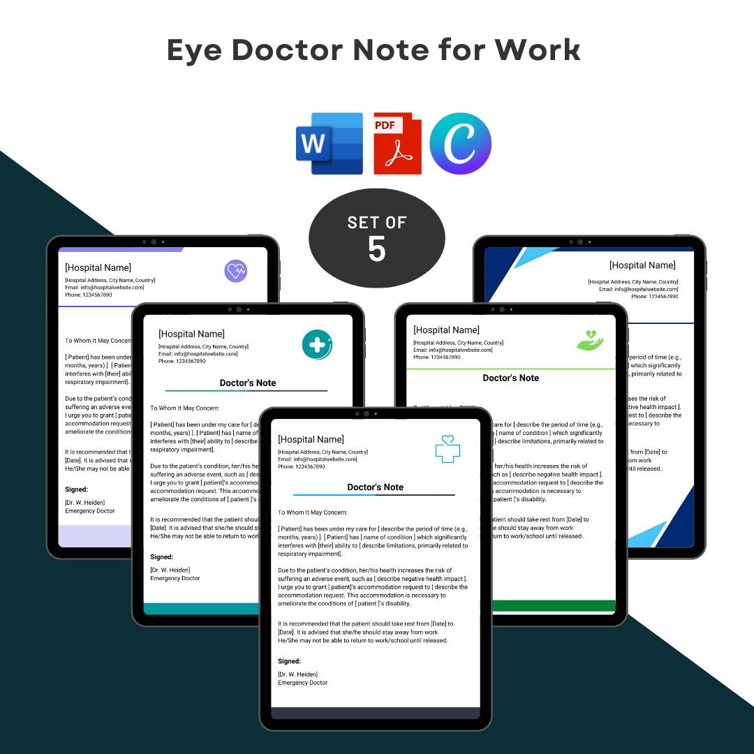 Eye Doctor Note for Work Template | PDF & Word