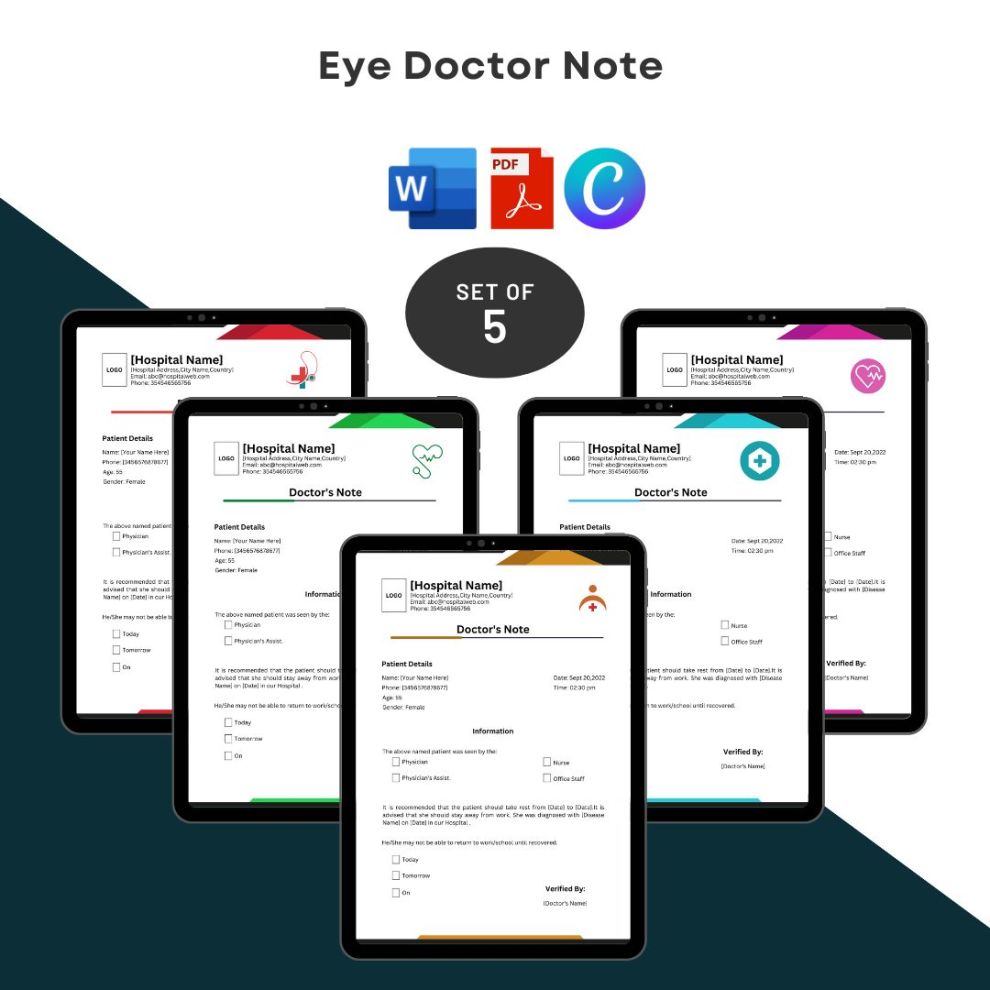 Eye Doctor Note Template – Instant Download