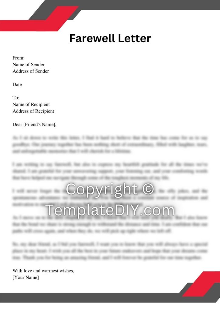 Farewell Letter to A Friend Sample with Examples [Word]
