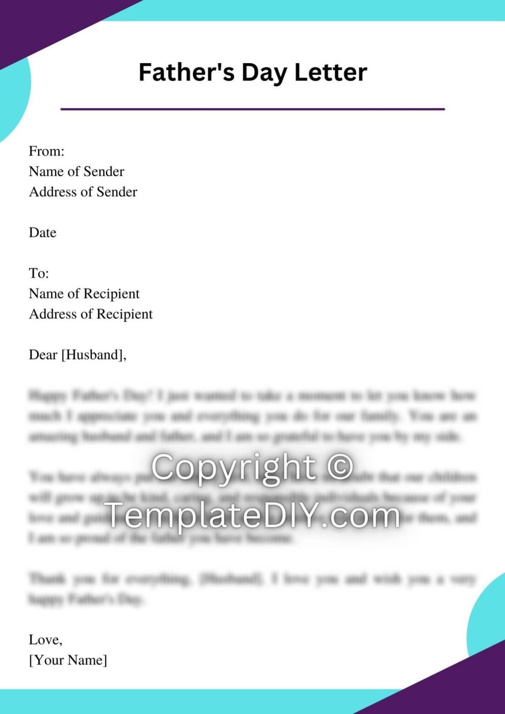 Father's Day Letter to Husband Sample with Examples [Word]