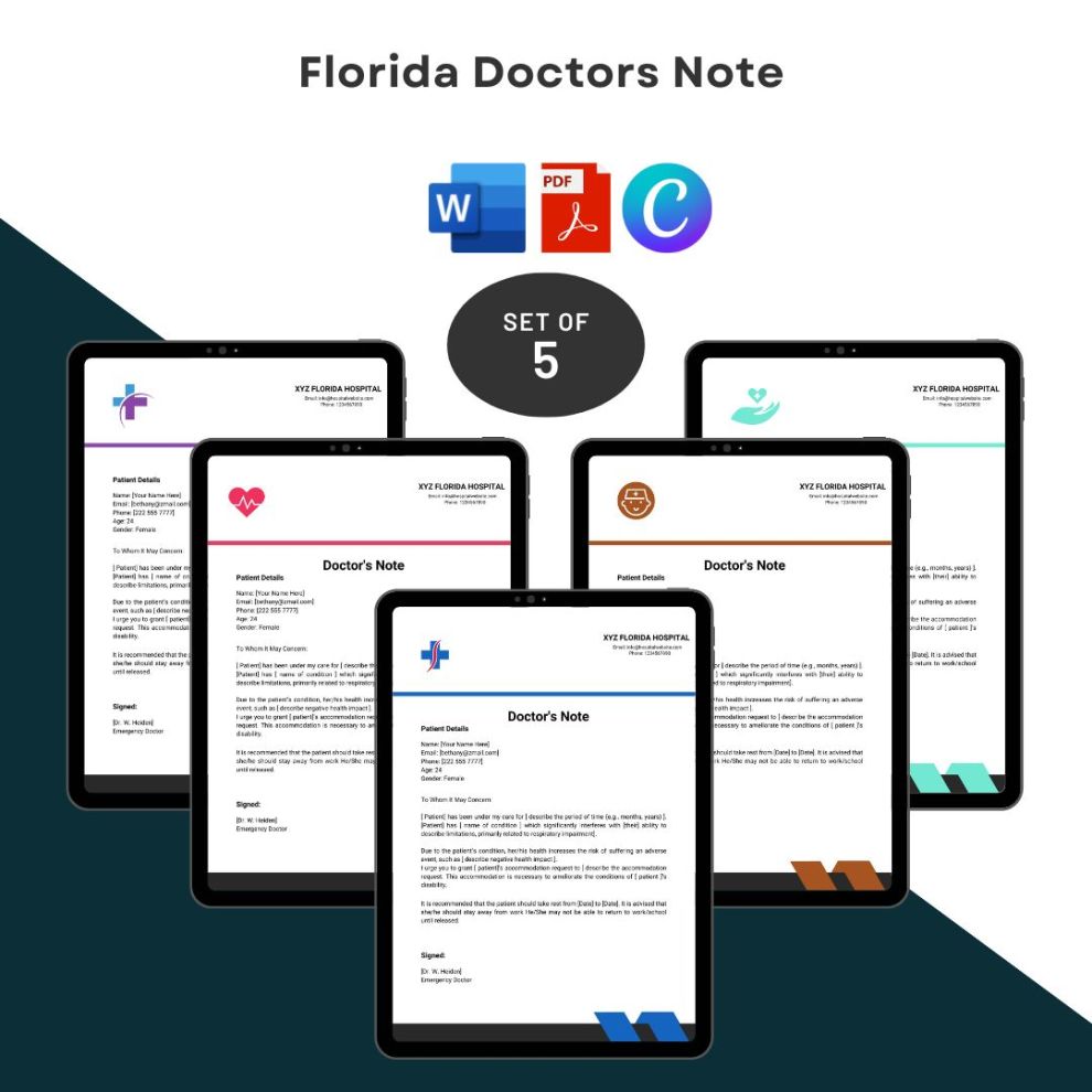 Florida Doctors Note Printable Template Pdf [Word Editable]