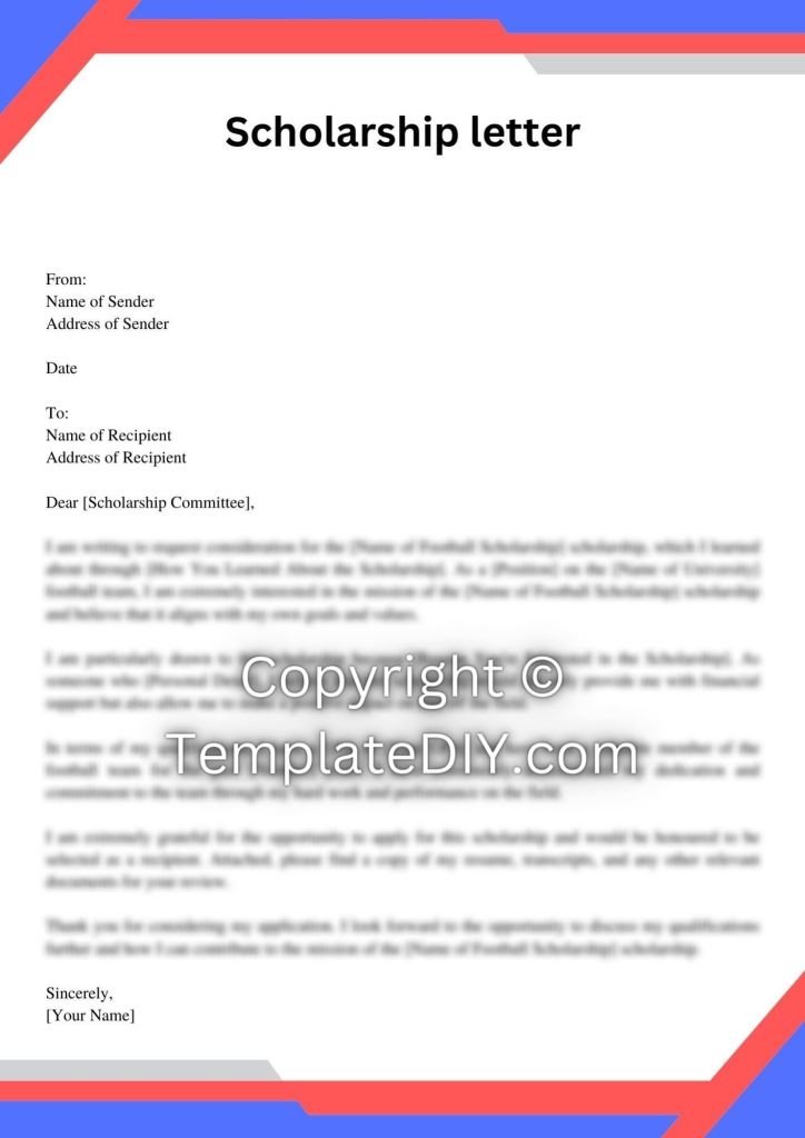 Football Scholarship Letter Sample with Examples [Word]