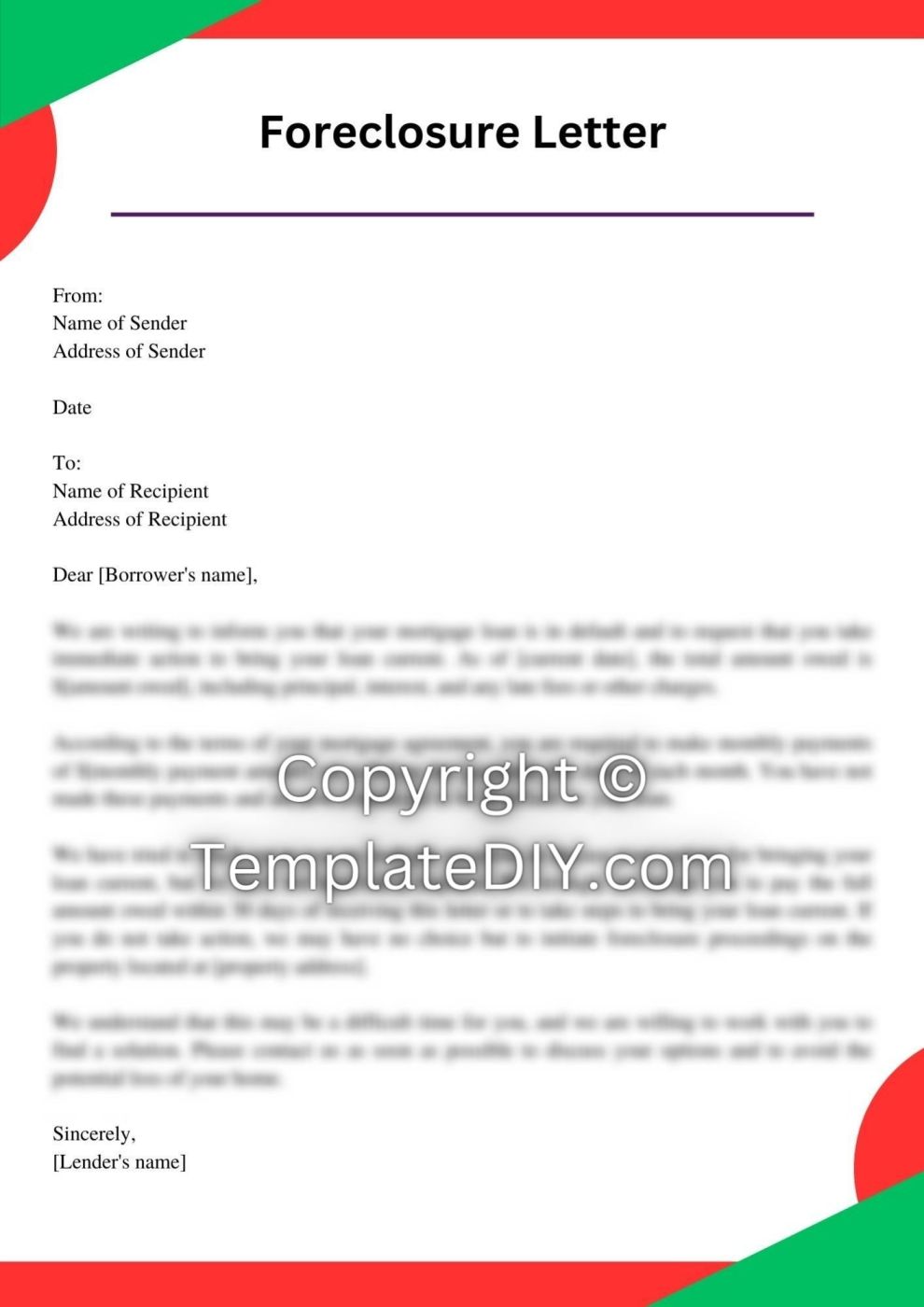 Foreclosure Breach Letter Sample with Examples [Word]