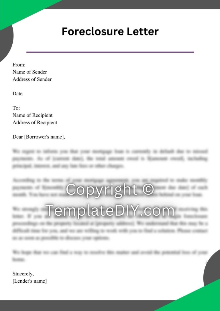 Foreclosure Demand Letter Sample Template Examples [Word]