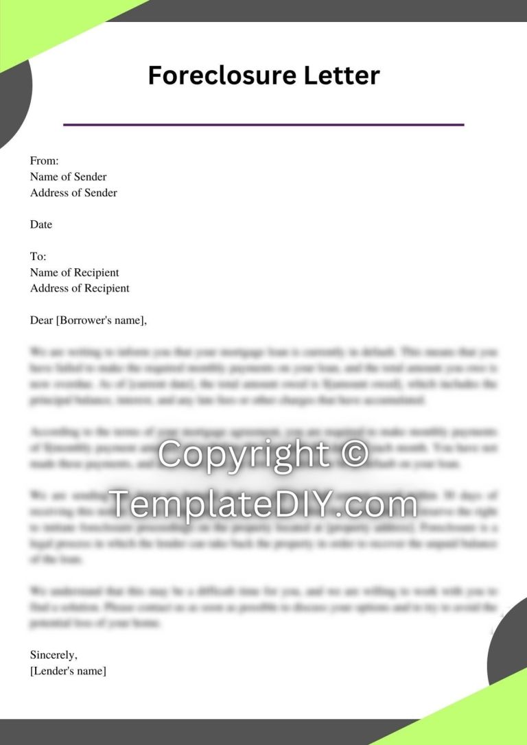 Foreclosure Demand Letter Sample Template Examples [Word]
