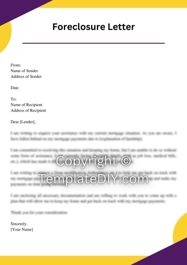 Foreclosure Hardship Letter Sample with Examples [Word]