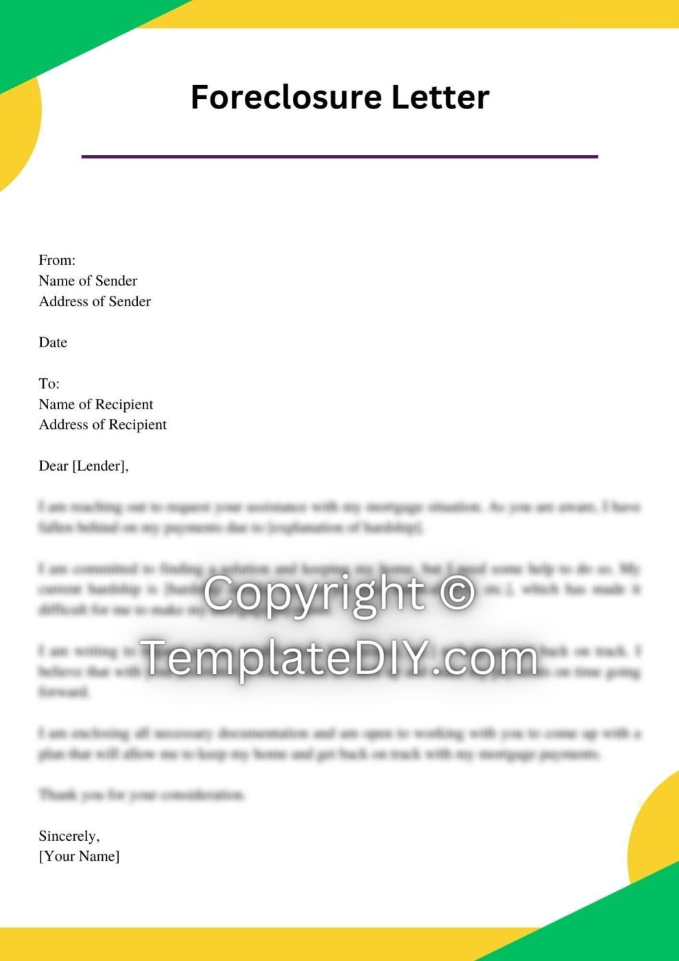 Foreclosure Hardship Letter Sample with Examples [Word]