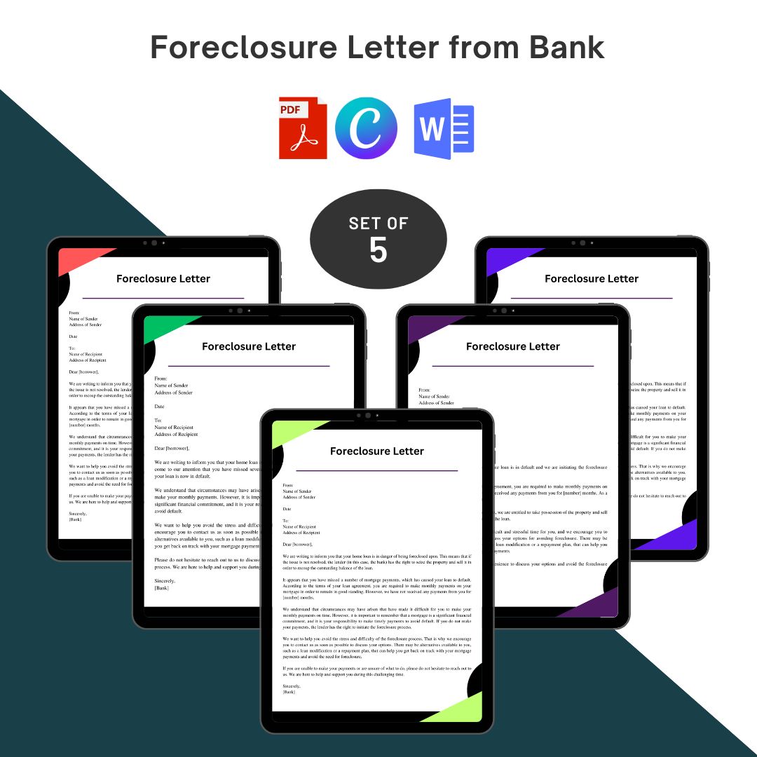 Foreclosure Letter from Bank Sample Template with Examples