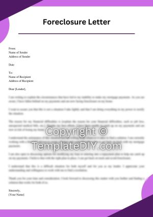 Foreclosure Letter of Explanation Sample with Examples