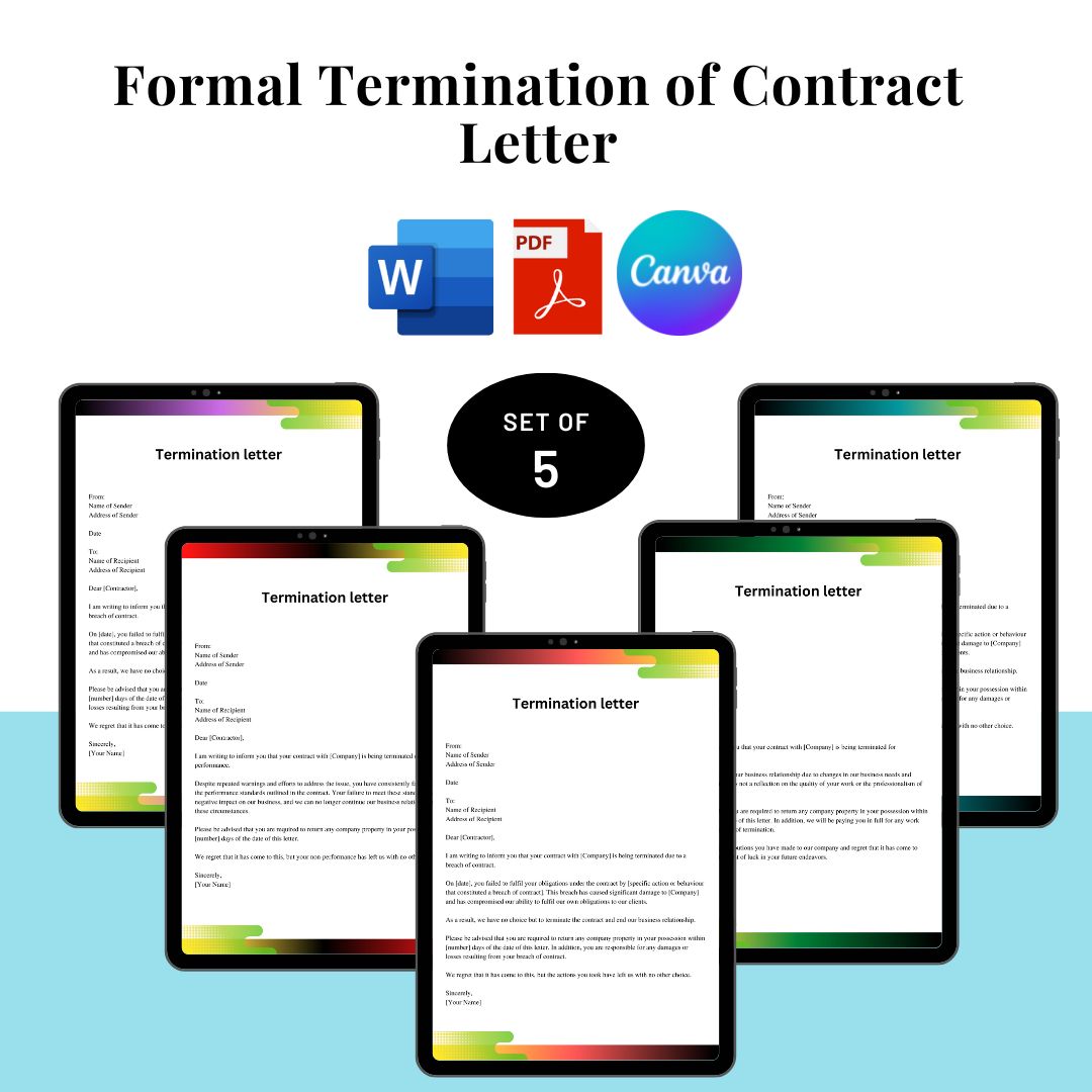 Formal Termination of Contract Letter Sample and Examples