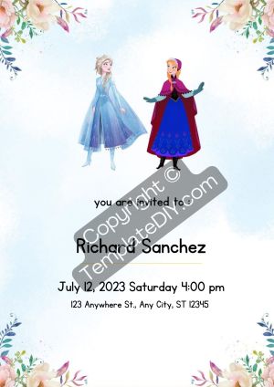 Frozen Invitation Template Blank Printable PDF, Word