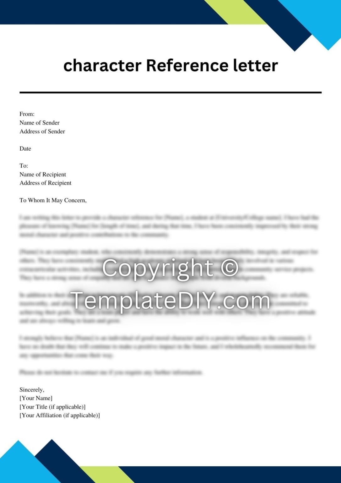 Good Moral Character Letter For Students Sample [Word]