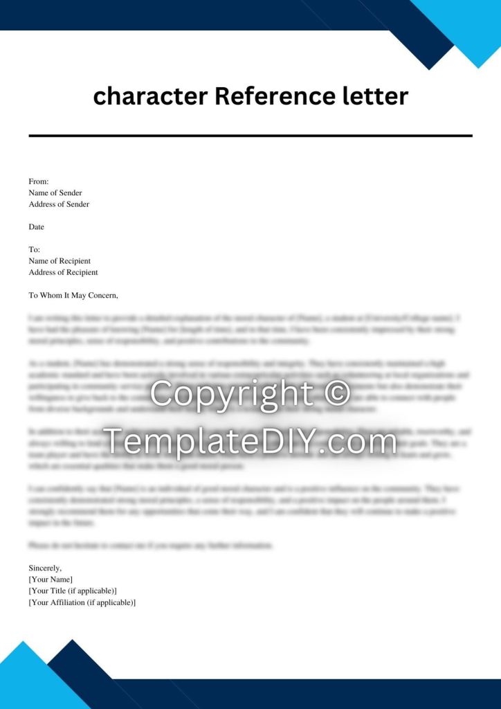 Good Moral Character Letter For Students Sample [Word]