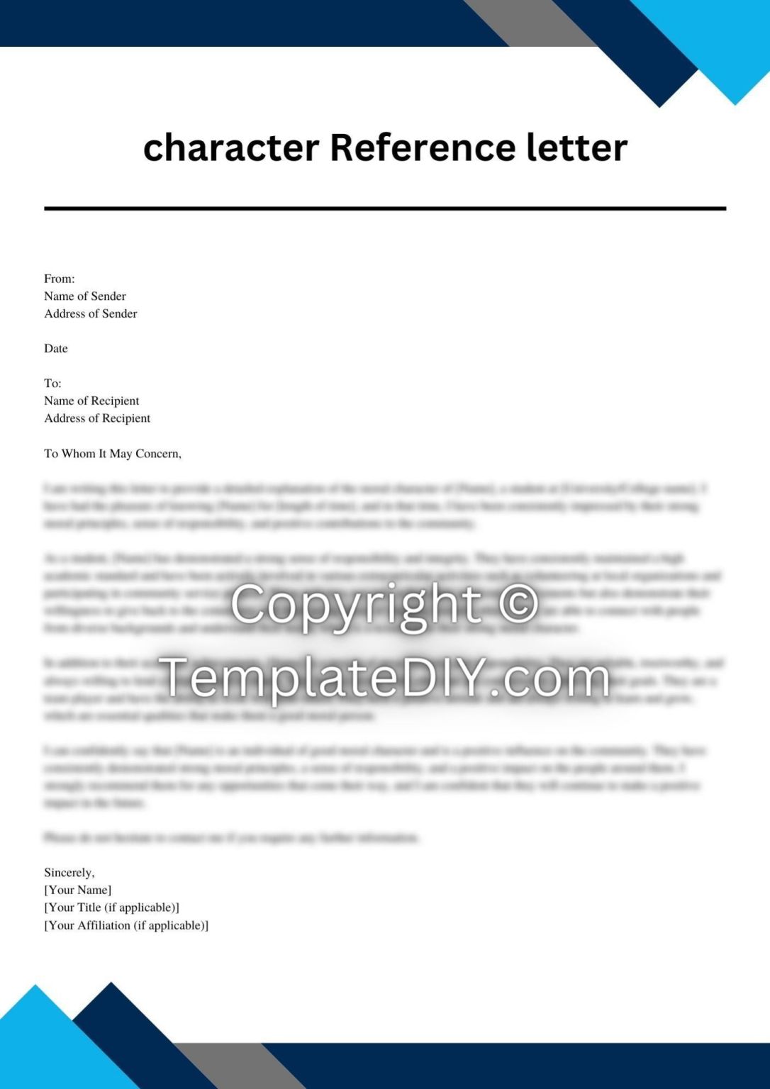 Good Moral Character Letter For Students Sample [Word]