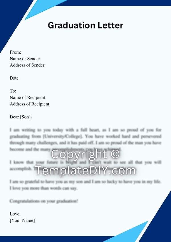 Graduation Letter for Son Sample Template Examples [Word]