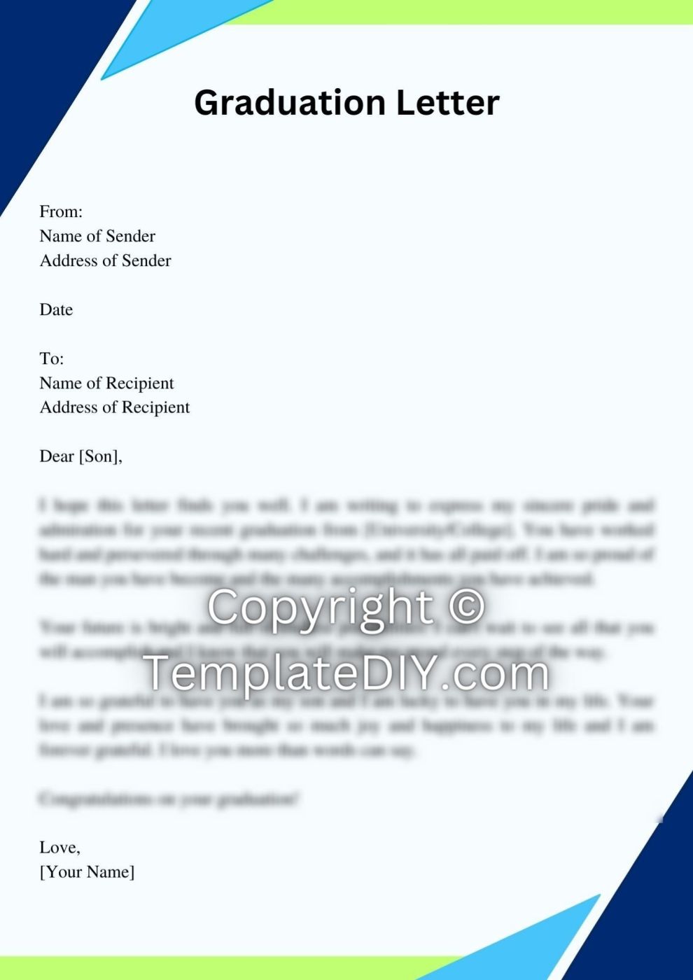 Graduation Letter for Son Sample Template Examples [Word]