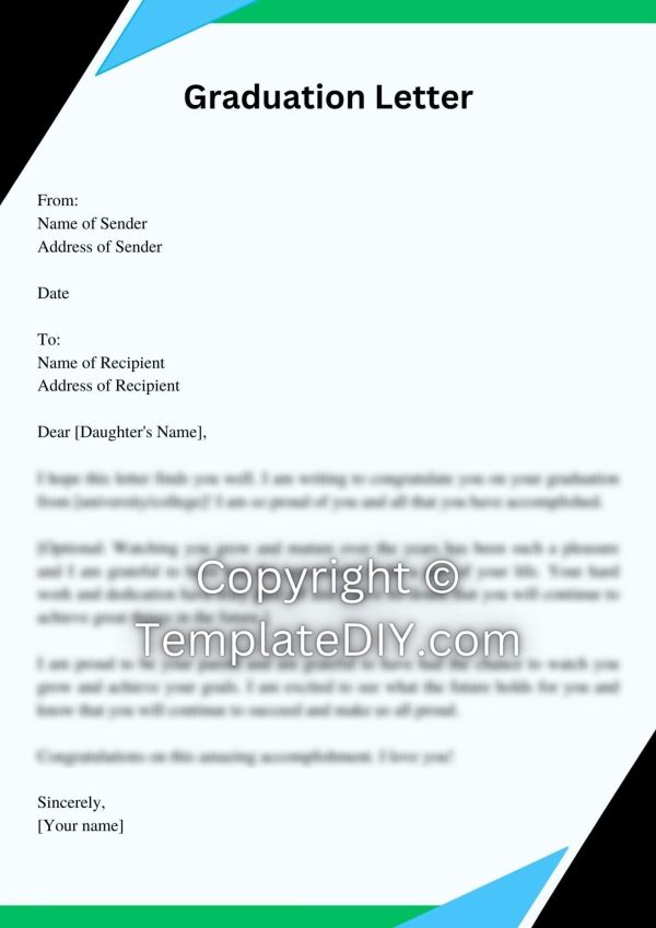 Graduation Letter to Daughter Sample Template with Examples