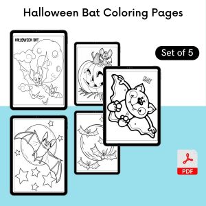 Halloween Bat Coloring Pages Template Printable PDF