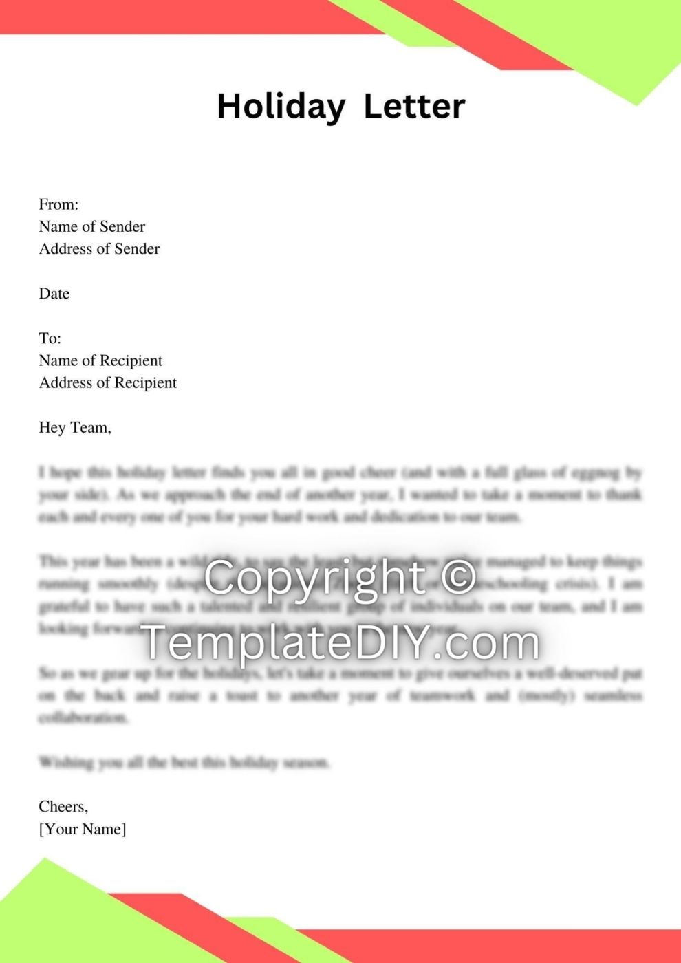 Holiday Letter to Staff Sample with Examples [Word]