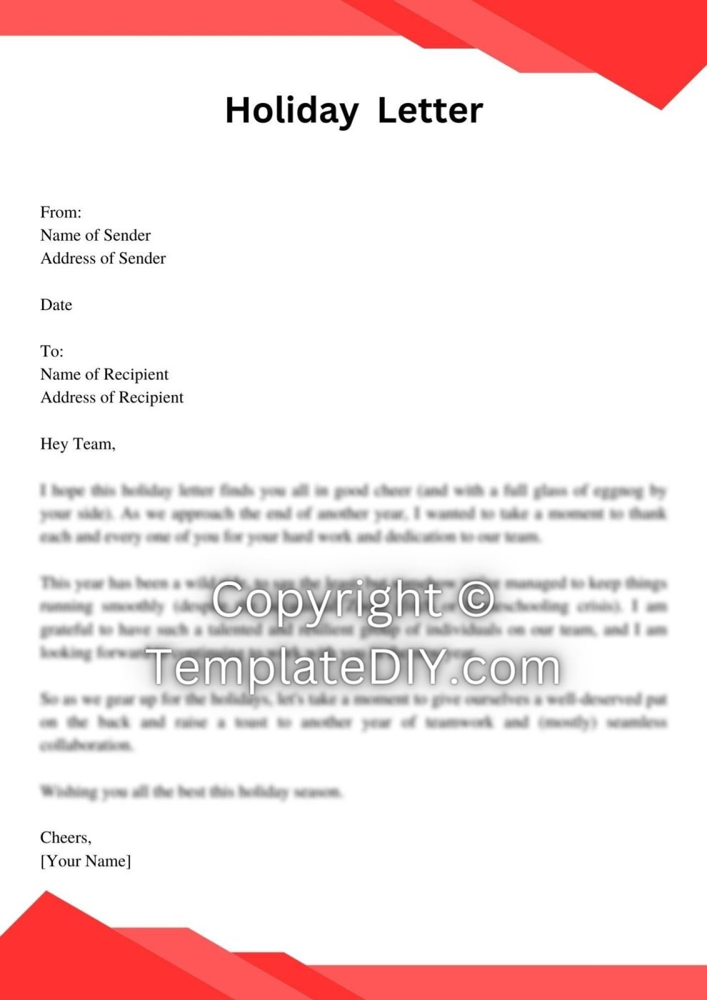 Holiday Letter to Staff Sample with Examples [Word]