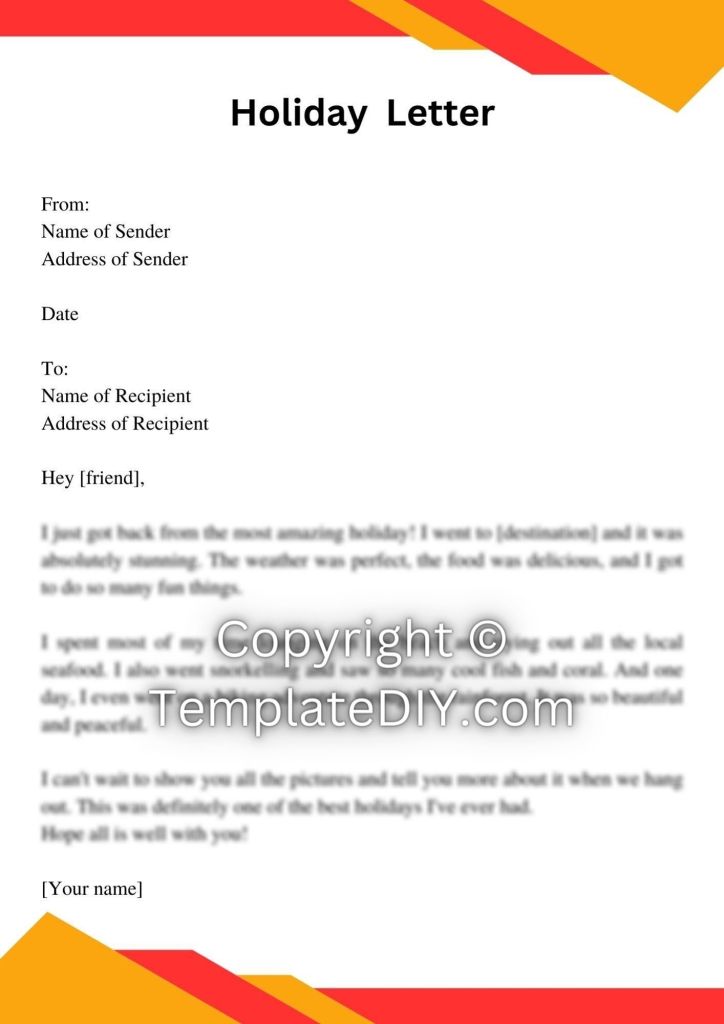 Informal Letter to A Friend About Holiday Sample [Word]