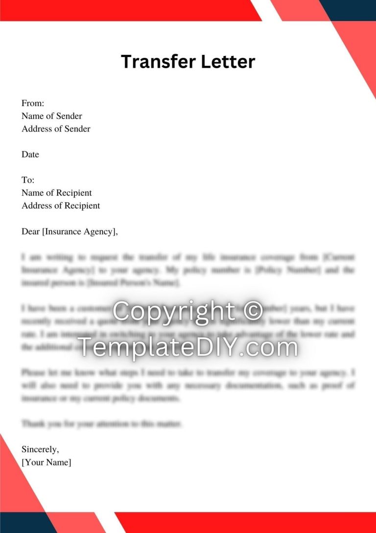 Insurance Agency Transfer Letter Template | Templatediy