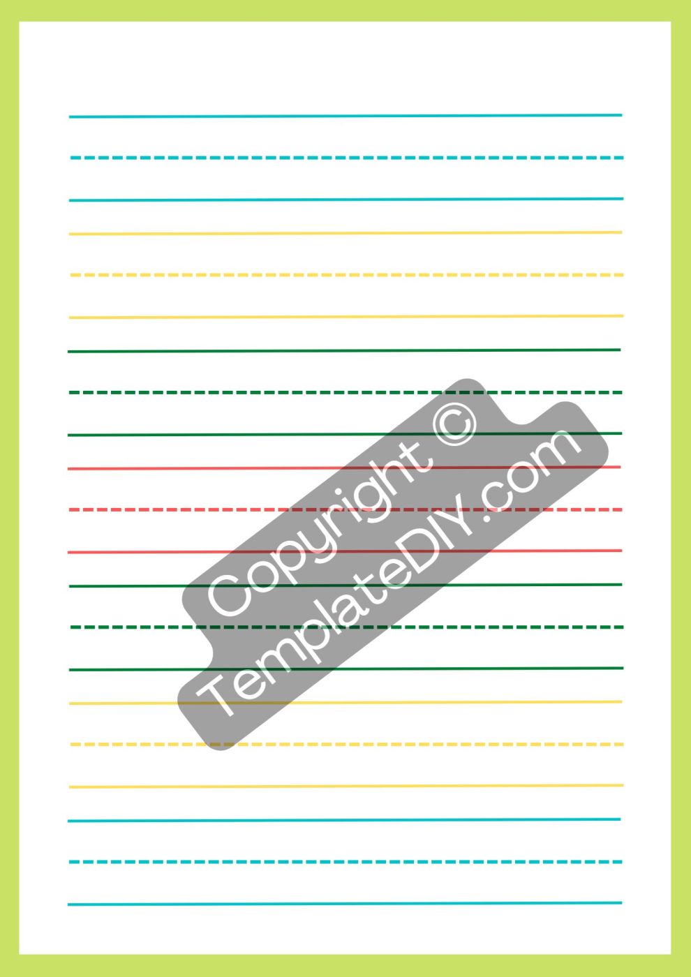 Kindergarten Writing Paper Template Printable PDF, Word