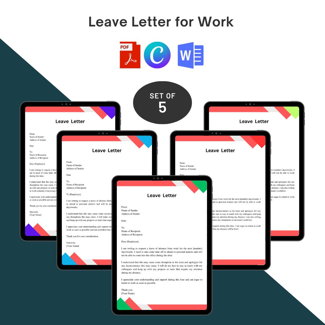 Leave Letter for Work Sample and Examples [Word Editable]