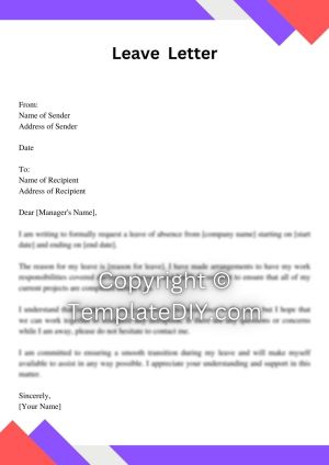Leave Letter to Manager Sample and Examples [Word Editable]