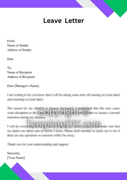 Leave Letter to Manager Sample and Examples [Word Editable]
