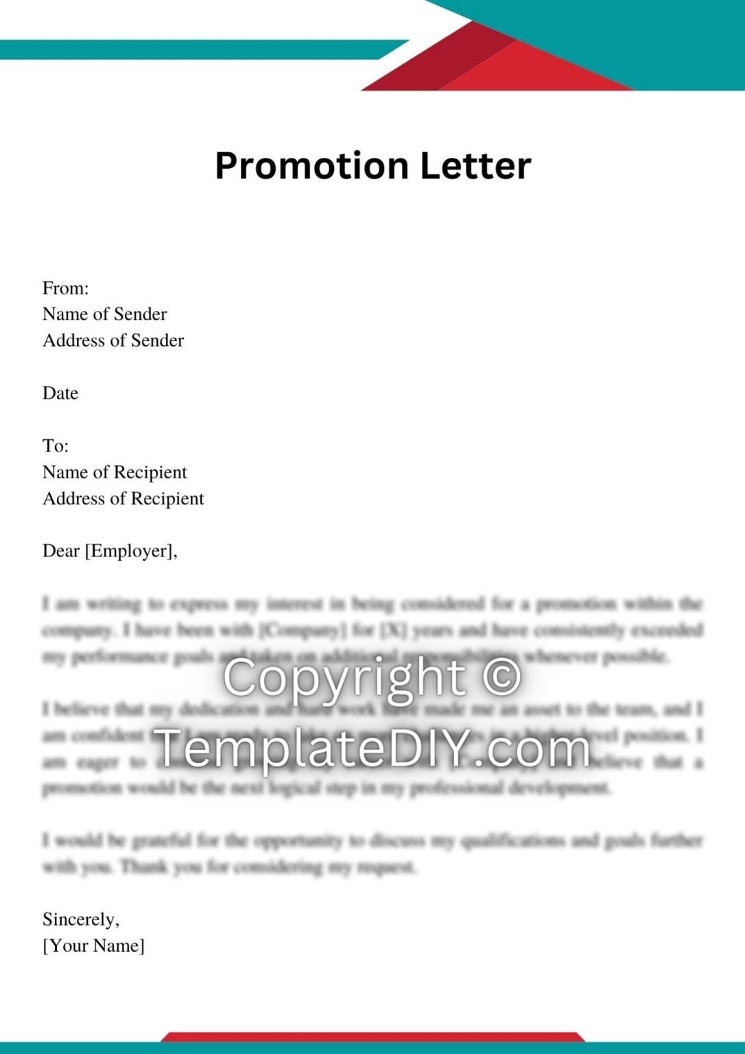 Letter Asking for Promotion Sample with Examples [Word]