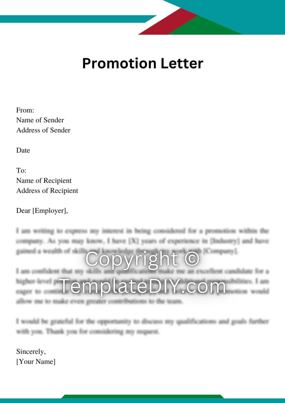 Letter Asking for Promotion Sample with Examples [Word]