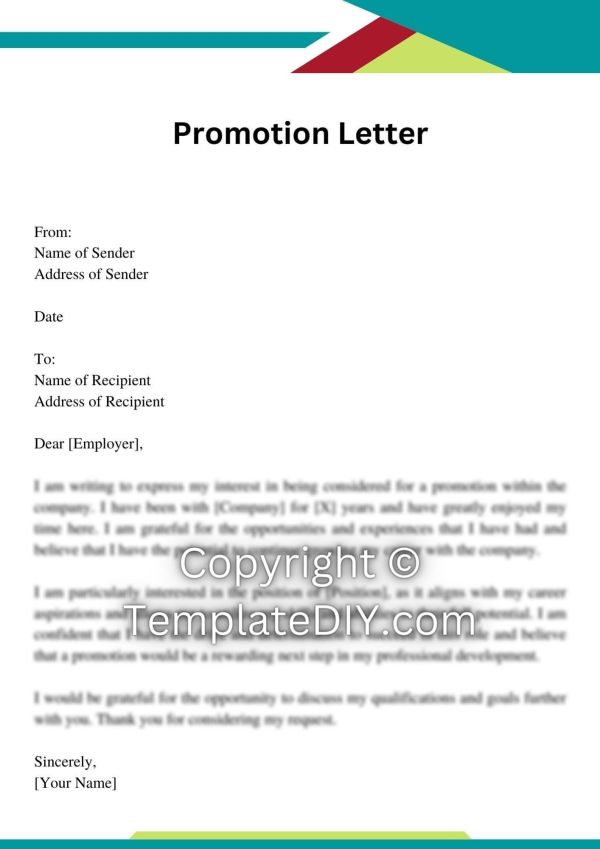 Letter Asking for Promotion Sample with Examples [Word]