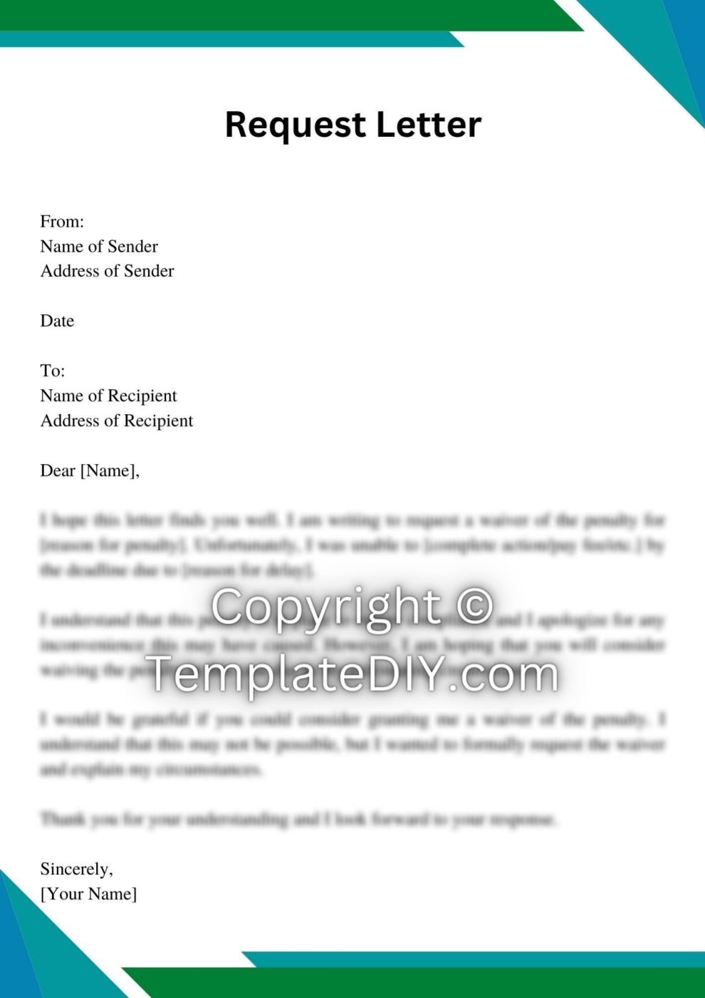 Request for Waiver of Penalty Letter Template | Download Now