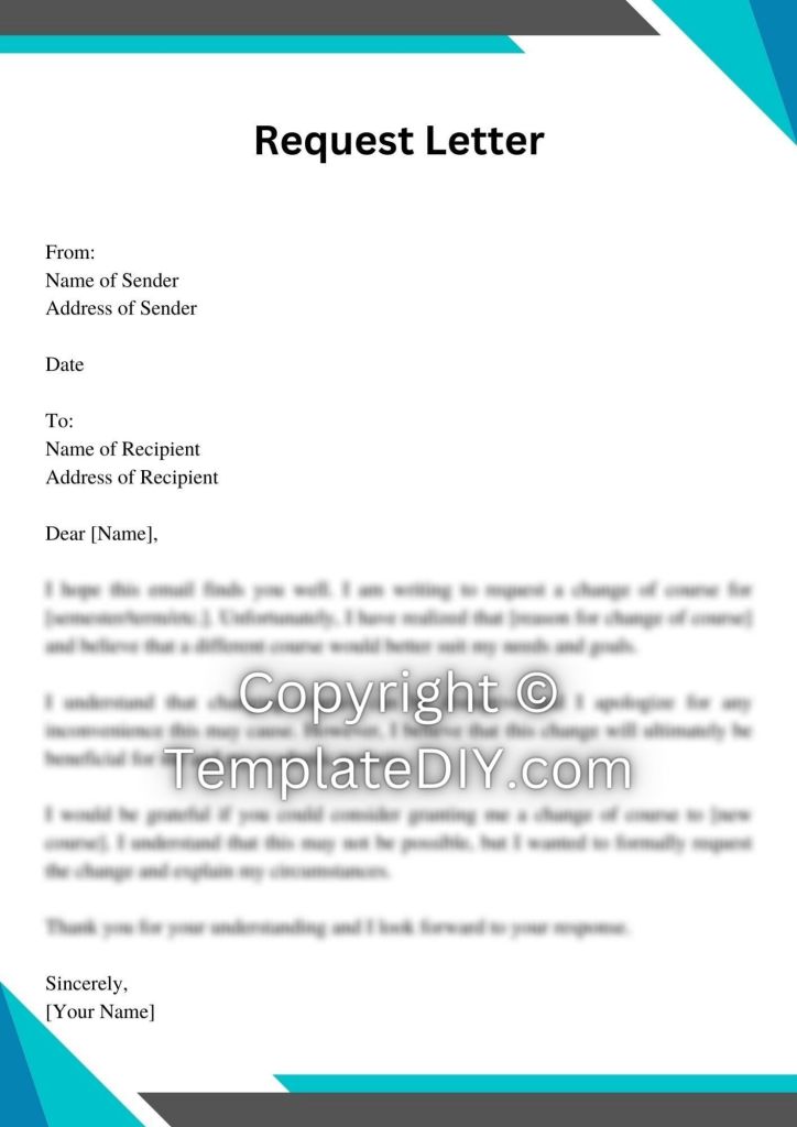Sample Letter Requesting Change of Course in PDF & Word