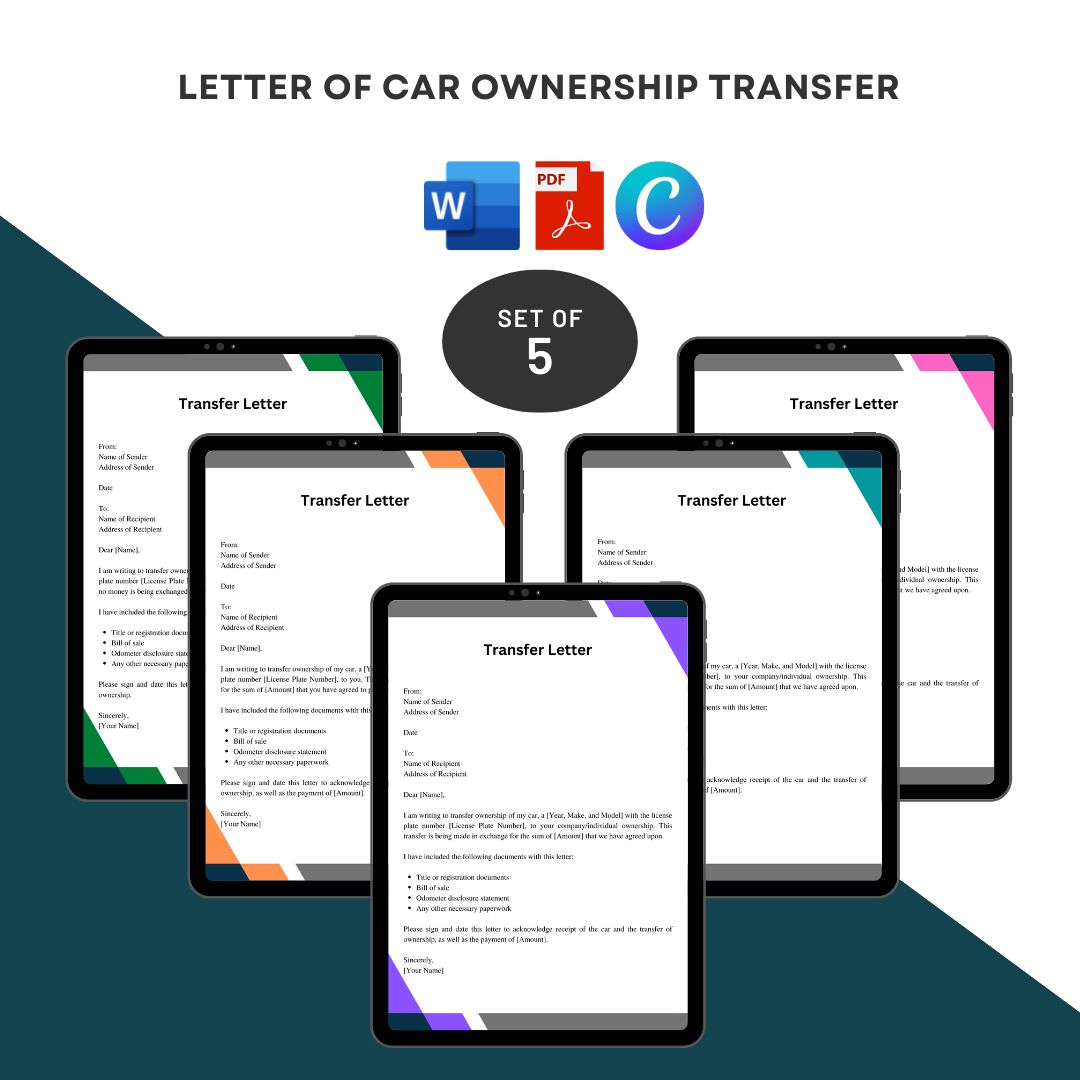 Letter of Car Ownership Transfer Sample with Examples