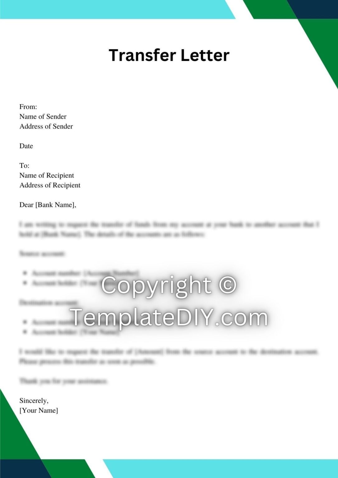 Letter of Direction to Transfer Funds Sample with Examples