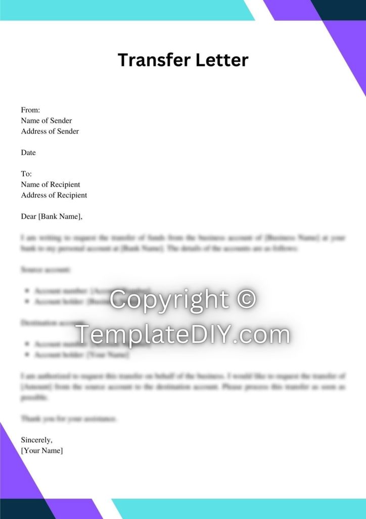 Letter of Direction to Transfer Funds Sample with Examples