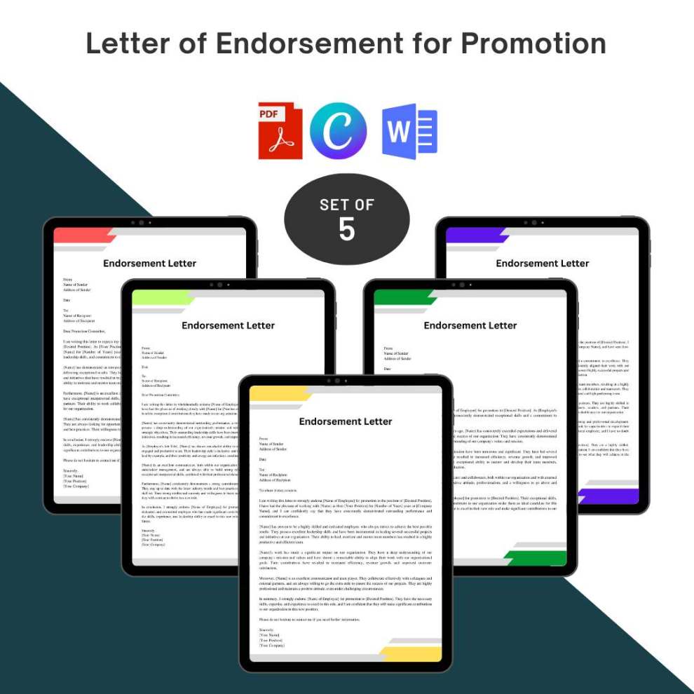 Letter of Endorsement for Promotion Template PDF/Word